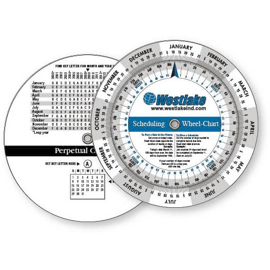 White Vinyl 2-Wheel Perpetual Calendar & Scheduling Calculator (4.25 ...