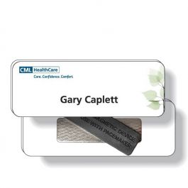 .060 White Plastic Magnetic Badge / rectangle (1" x 2.75") 4CP ...