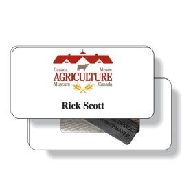 .060 White Plastic Magnetic Badge / rectangle (1.5" x 3") 4CP ...