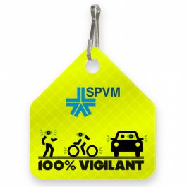 Ultra Reflective Yellow Bag Tag House shape 2" x 2.125". High resolution 4 colour process plus ...